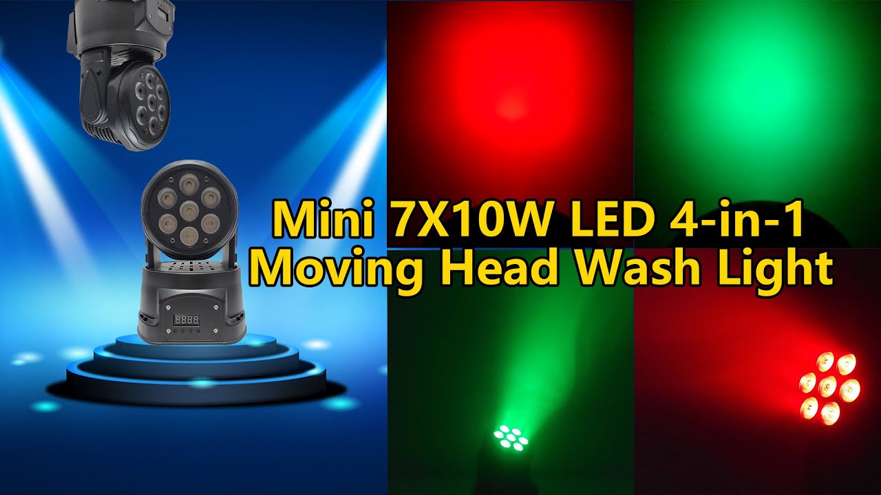 Mini 7X10W LED 4-in-1 Moving Head Wash Light - YouTube
