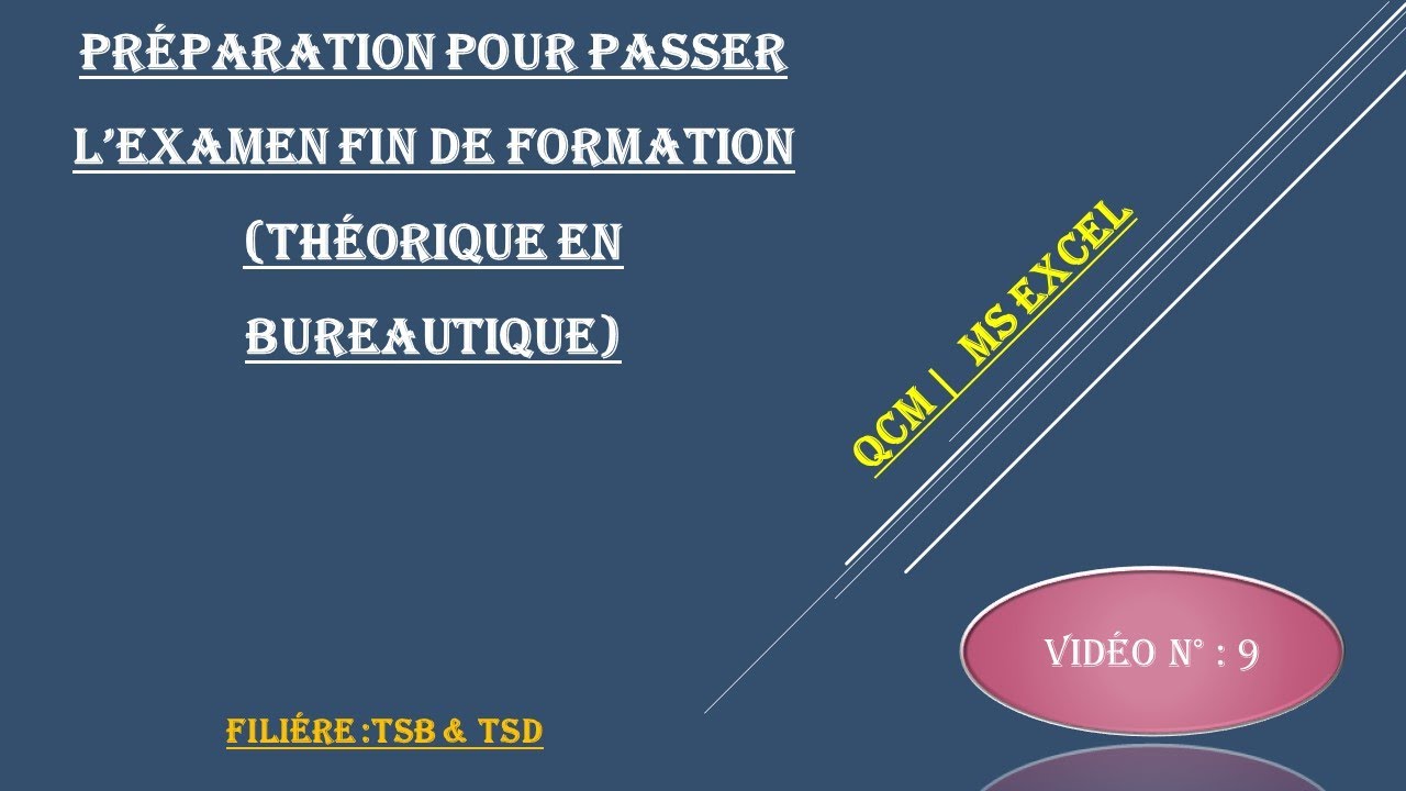 QCM Excel Partie 1 |Vidéo 9 - YouTube