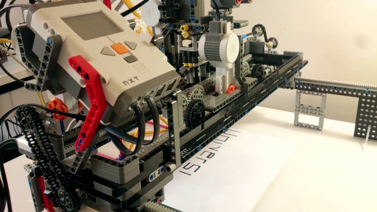 Lego Mindstorms NXT 2.0 - Charlie the chess playing robot as a plotter writing "Damascus ...