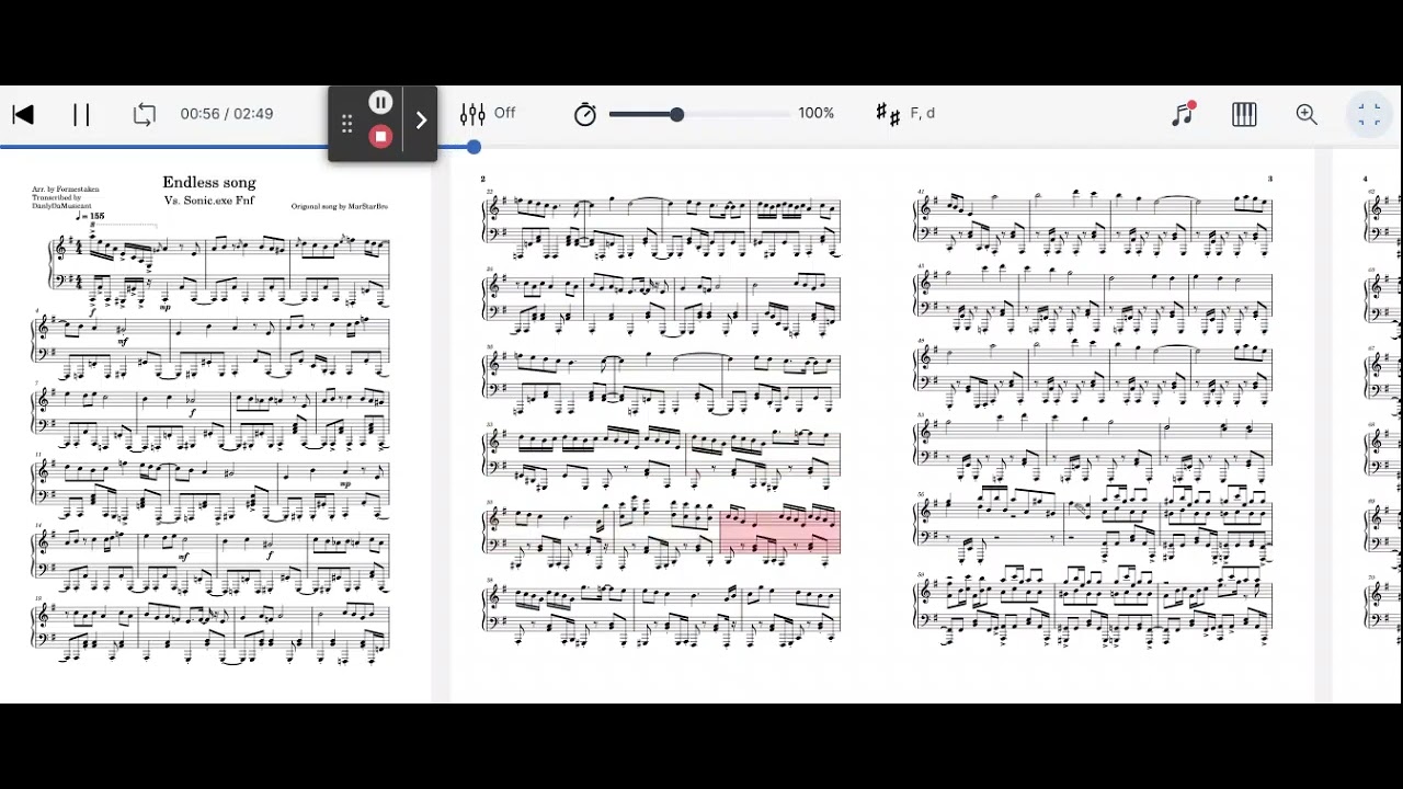 FNF Endless - Sonic EXE - Sheet Music For The Piano - YouTube