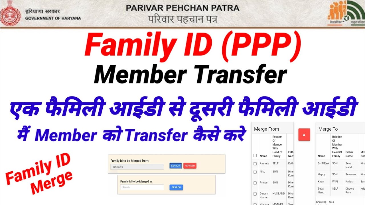 Family members transfer in family id l family id member transfer kaise ...