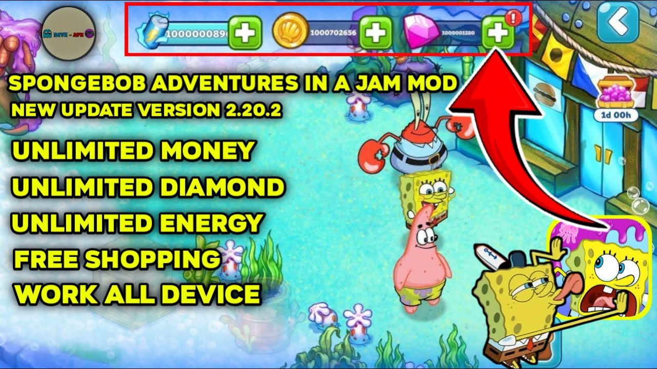 UPDATE!! SPONGEBOB ADVENTURE IN A JAM MOD APK v2.20.2 UNLIMITED MONEY ...