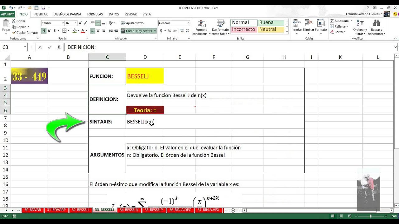 Función BESSELJ Excel 2013: 33 de 449 (HD 1340 x 720) WMV - YouTube