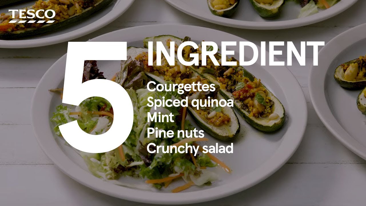 5-ingredient Vegan Grain-Stuffed Courgettes | Tesco - YouTube