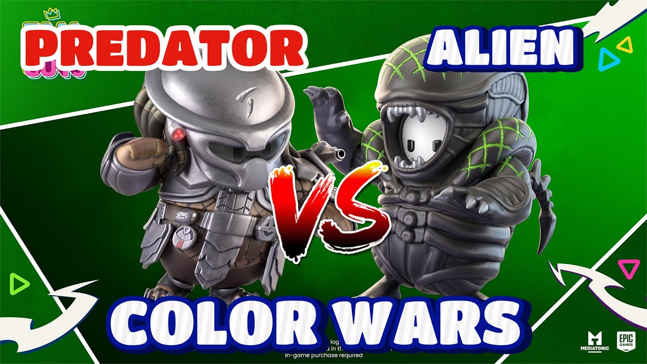 FALL GUYS COLOR WARS GREEN VS BLACK ALIEN VS PREDATOR!!!!! - YouTube