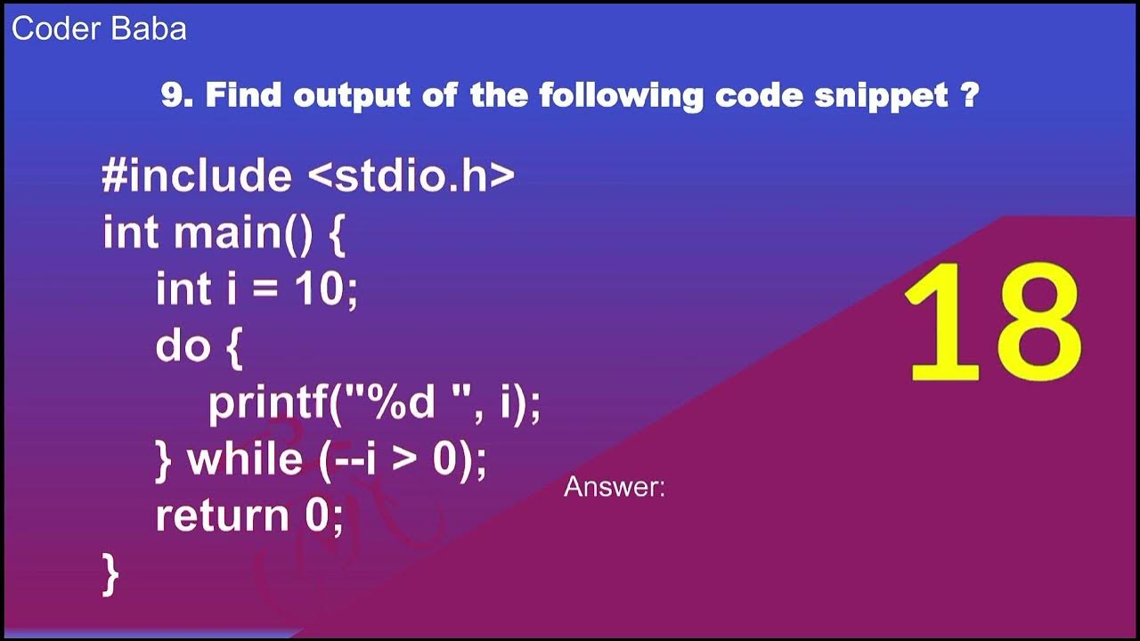 C programming VIVA and EXAM Important Questions Part 1 Find output of C code? - YouTube