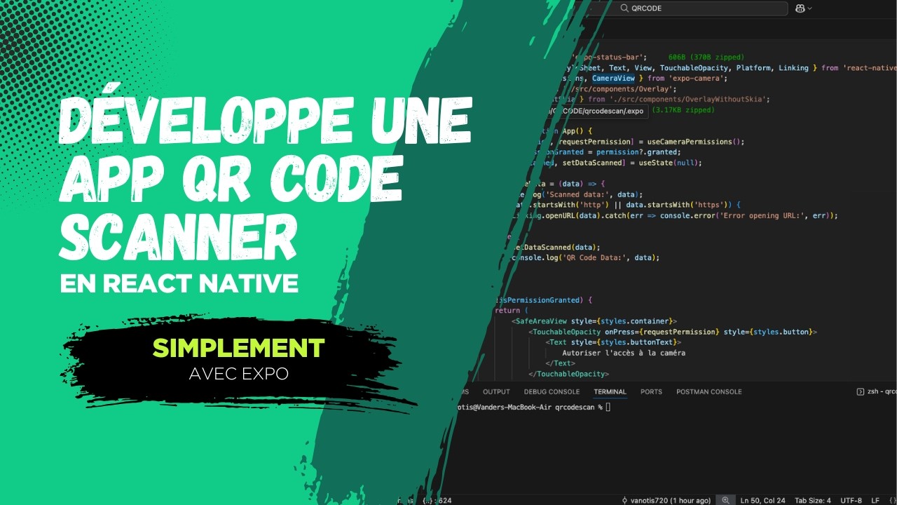 Créer une application Scanner de QR Code avec React Native & Expo (Tuto complet) - YouTube