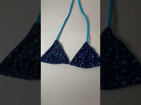 Process of making this cute reversible triangle bikini top! Obsessed with reversible swimwear sewing