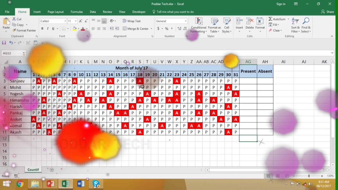 How to use Countif Formula in Hindi Part I by Sanjeev Poddar - YouTube