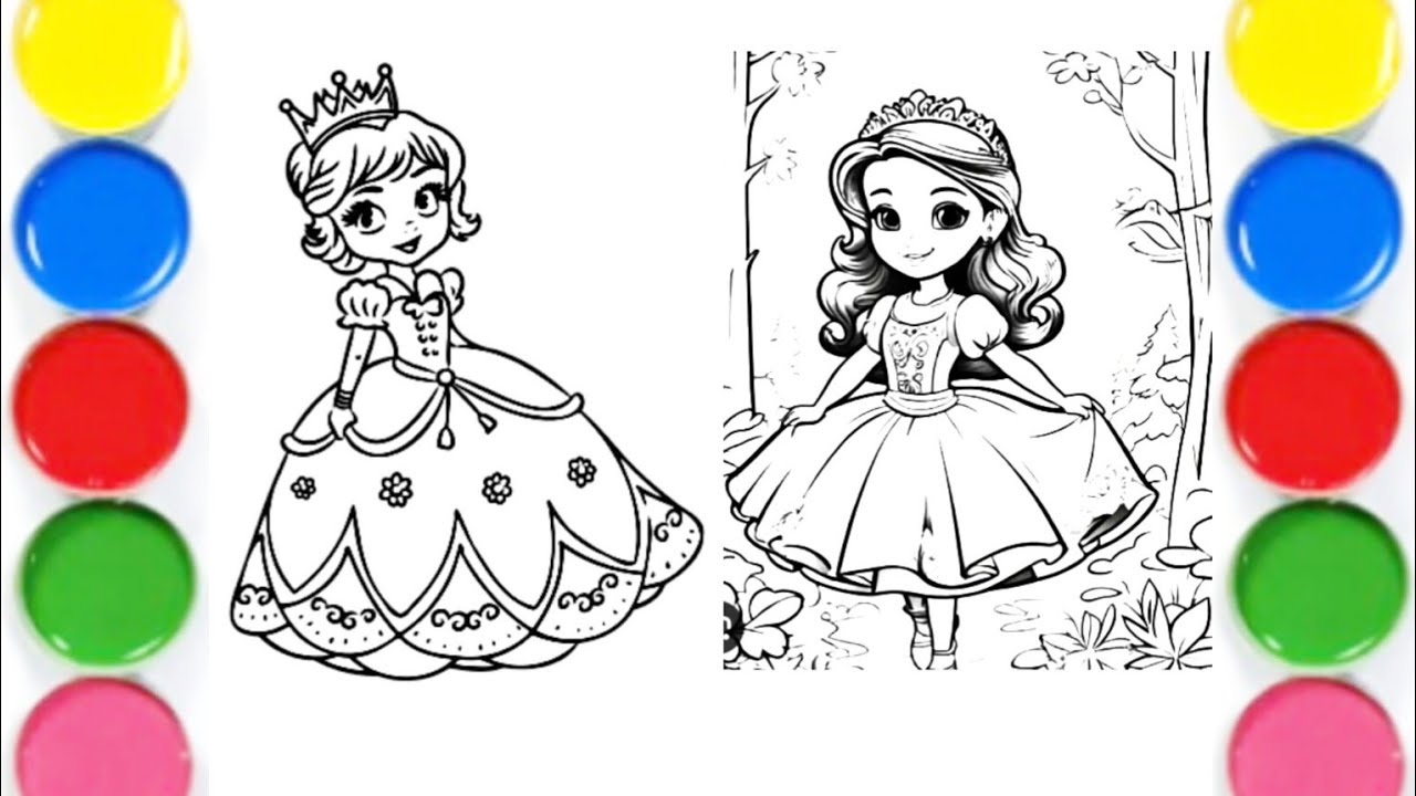 Disney 2 Cute Princesses Coloring On YouTube/Colouring Tutorial ...