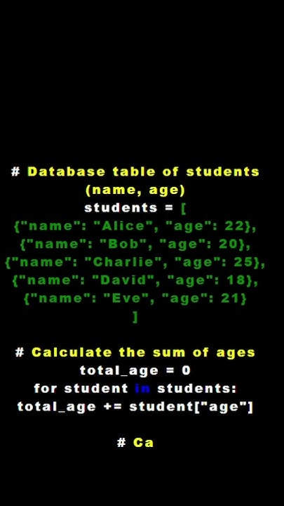Calculating Average Age from Database #python #algorithm #database #interview - YouTube