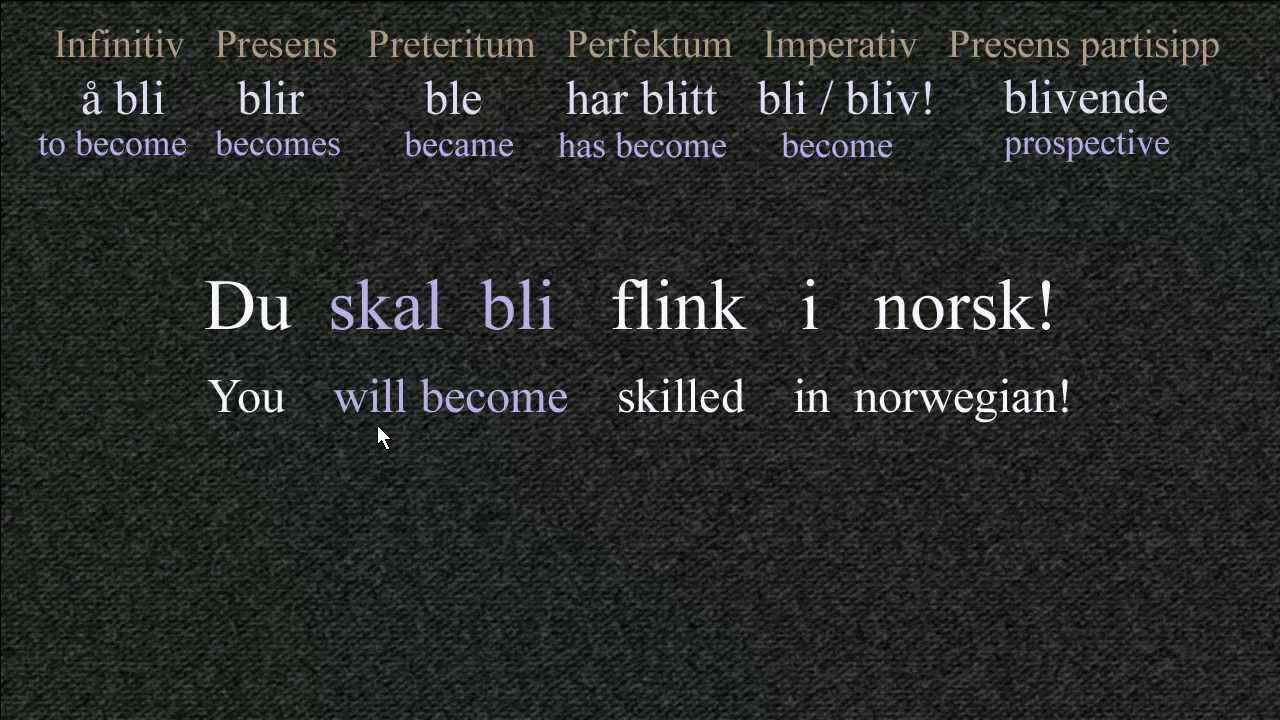 The difference between "å bli" and "å være" Norwegian Language: Bokmål ...