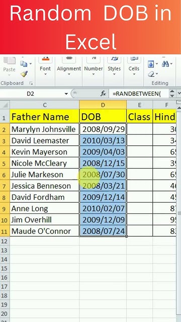 How To Generate Random Date Of Birth In Excel Exceltech Exceltips Excelworld Exceltricks