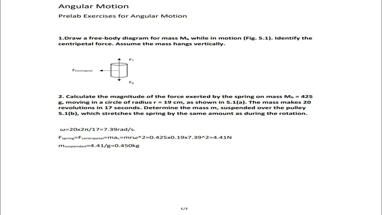 Physics 6-Prelab Exercises for Angular Motion - YouTube