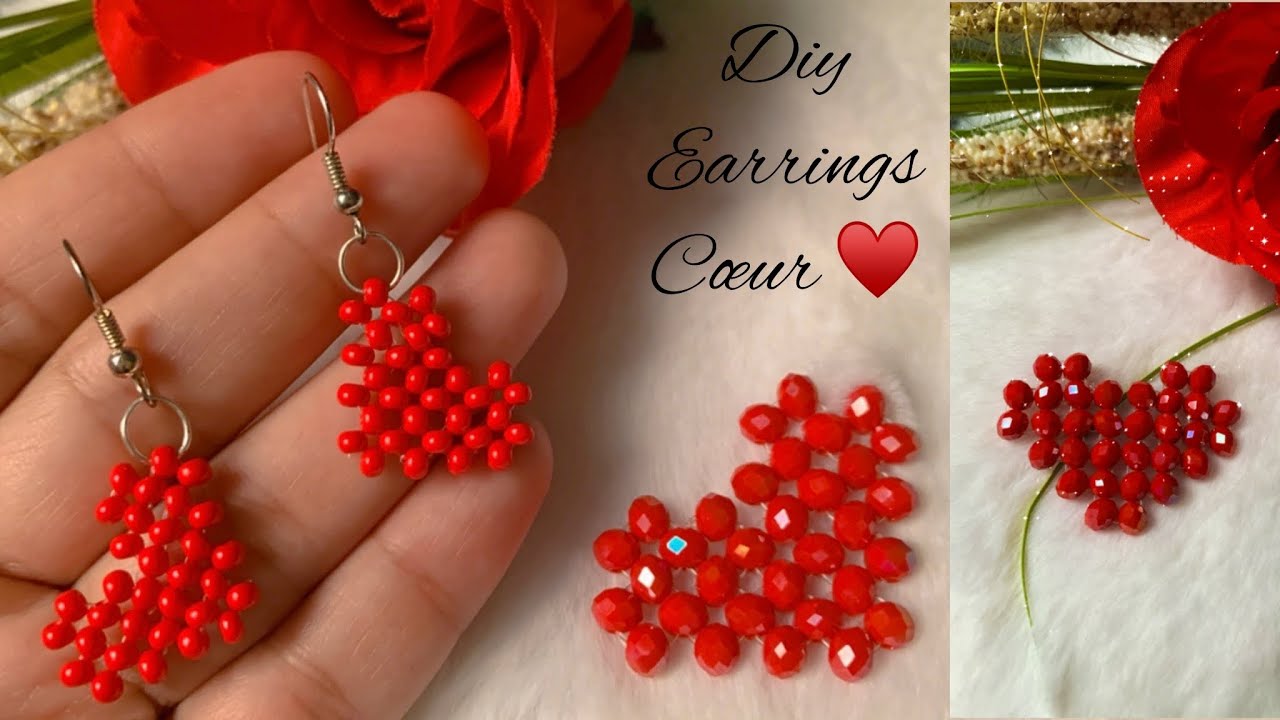 TUTO/Boucles d’oreilles cœur en perles de rocaille /Diy bijoux Saint ...