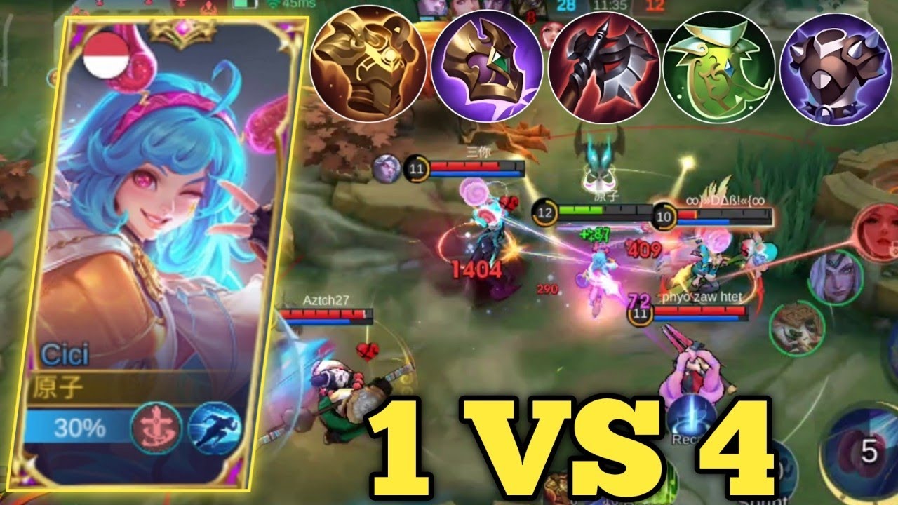 CICI || 1 VS 4 BEST BUILD DEFENS CICI VERY STRONG 🔥 | MOBILE LEGENDS ...