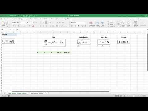 Euler Method in Excel - Numerical Methods - YouTube