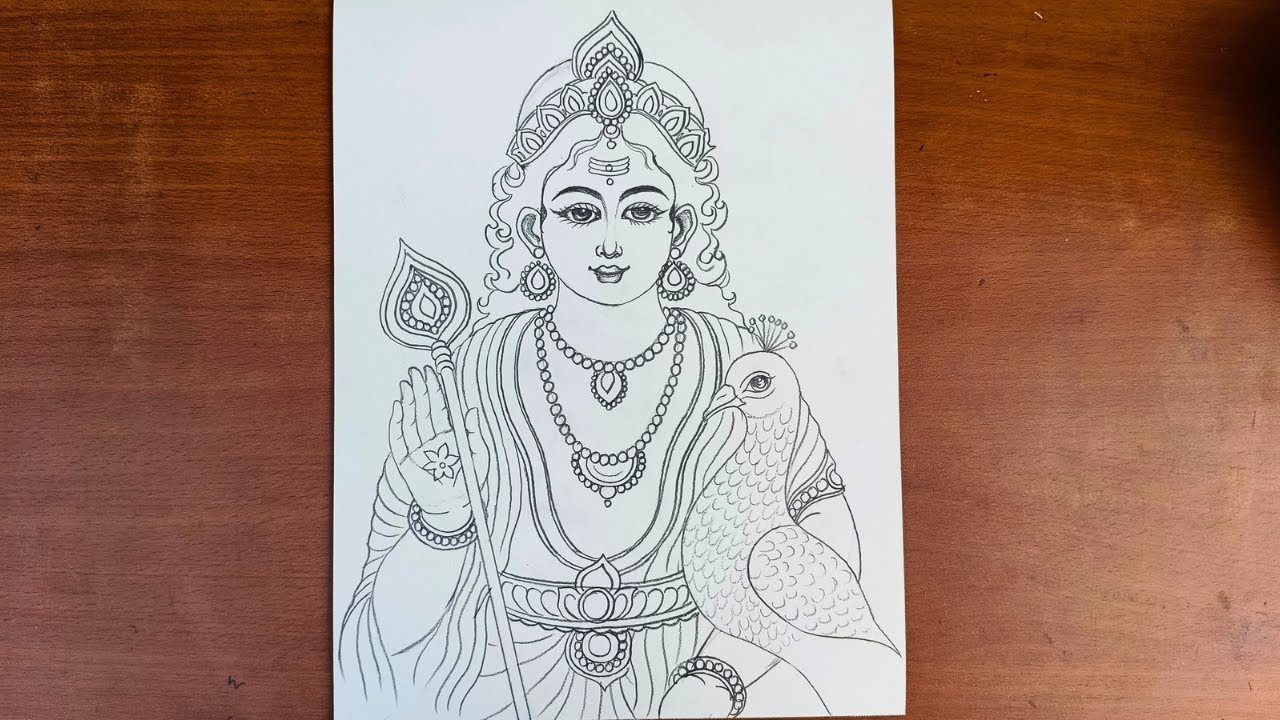 Ayyappa Swamy outline drawing| How to draw Murugan Swamy easy | Ayyappa ...