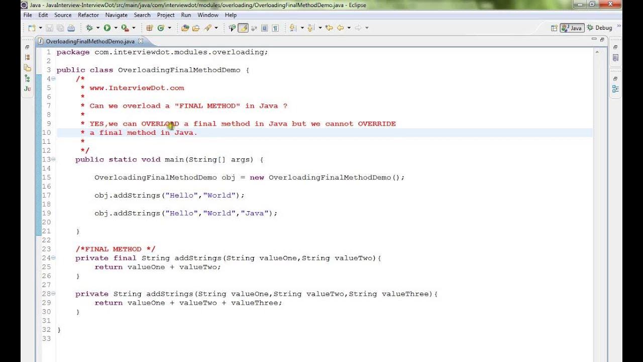 CAN WE OVERLOAD THE FINAL METHOD JAVA DEMO - YouTube
