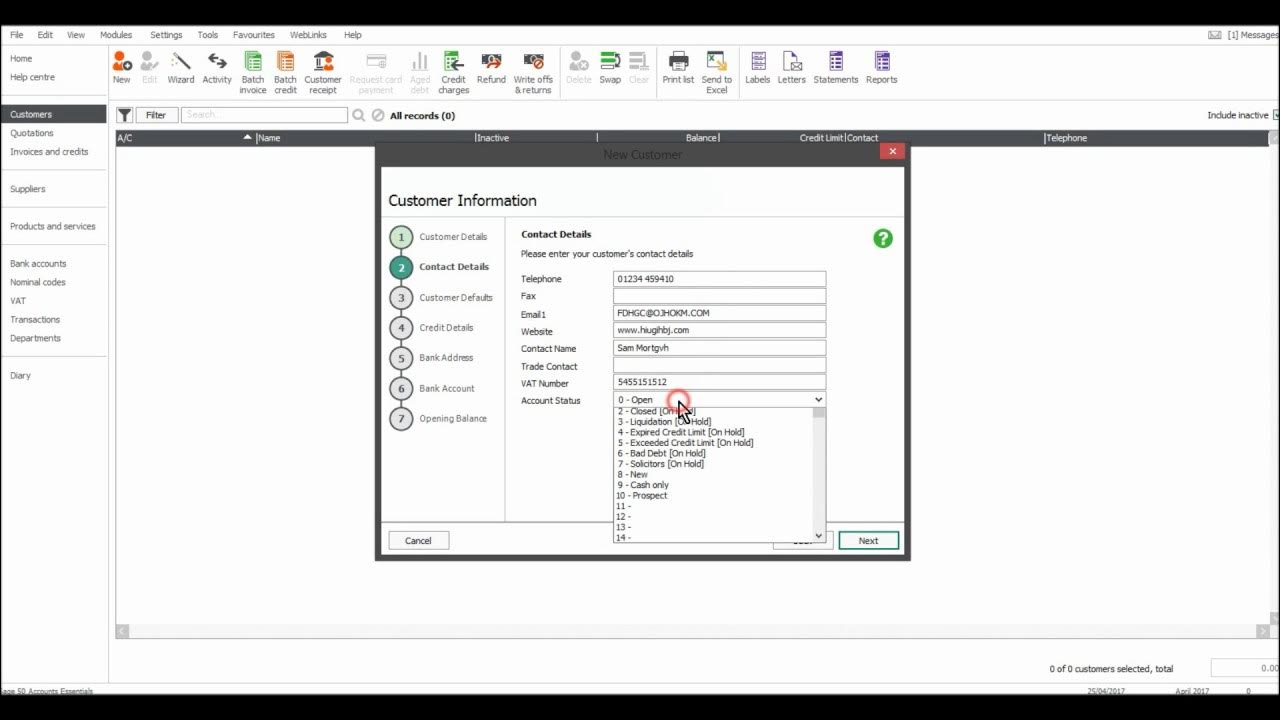 Sage 50 Tutorial - Customer Module Part 4 - Adding New Customers - YouTube