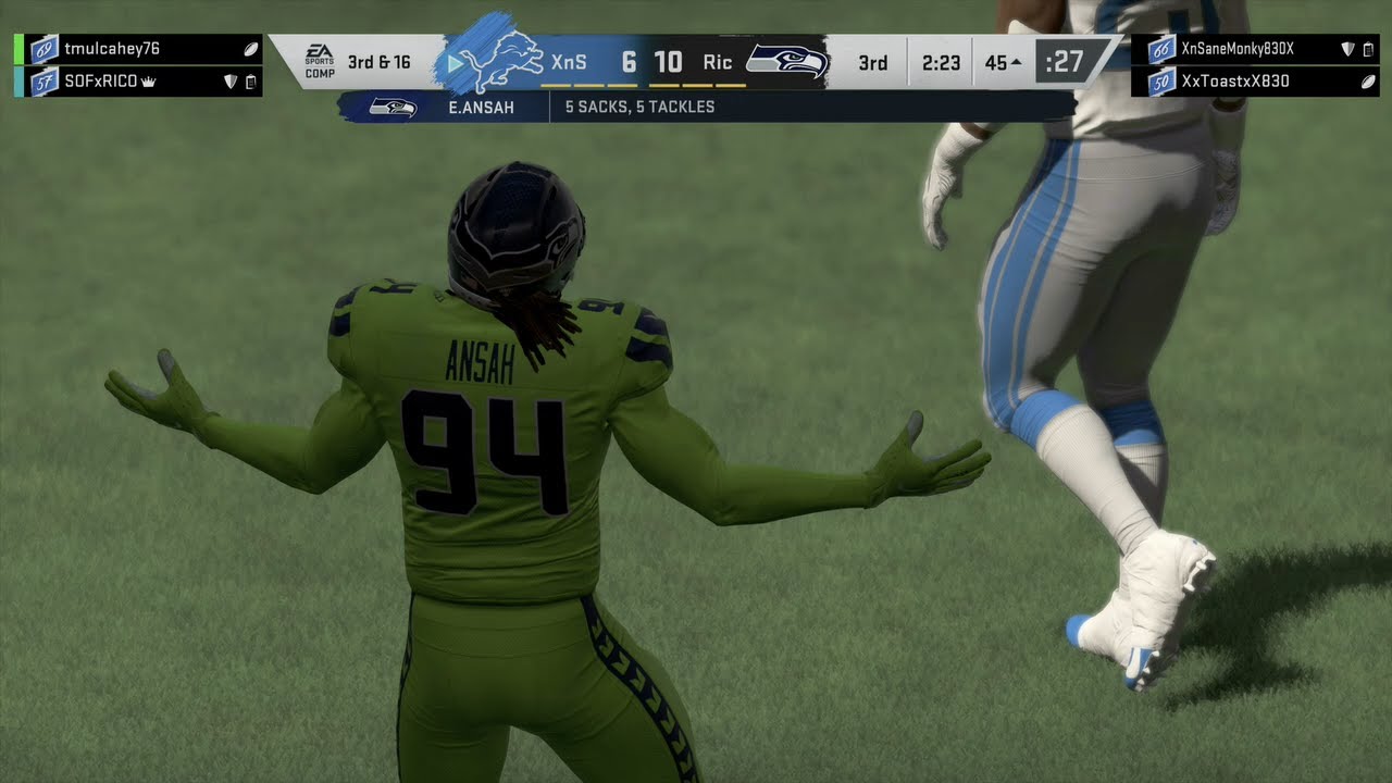 Rico's defense goes crazy!!! Ziggy Ansah 5 sacks! MUT20 Gameplay - YouTube