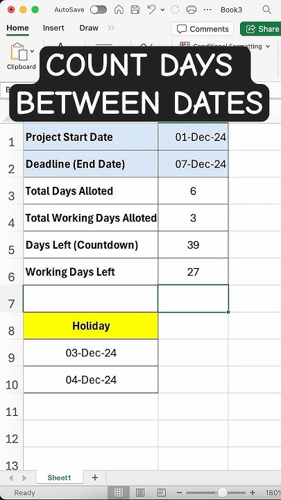 How To Count Days Between Dates in Excel #microsoftexcel #spreadsheet # ...