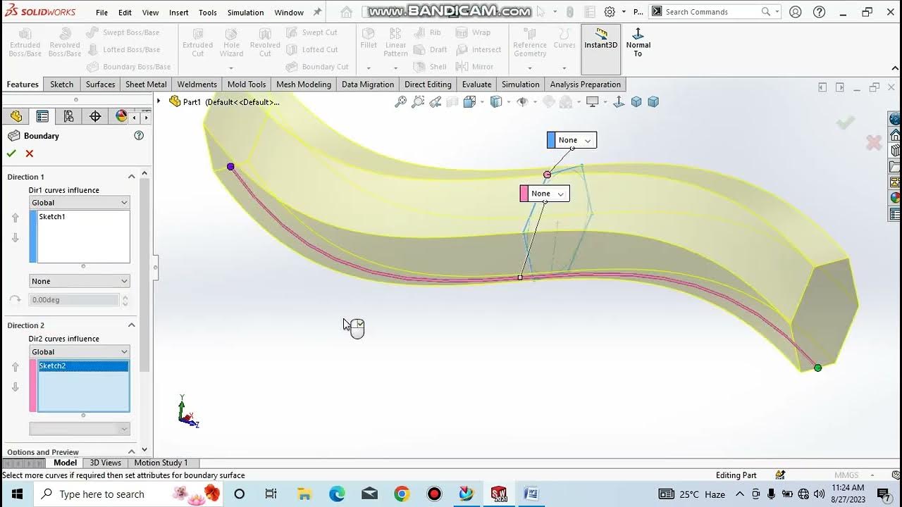 Features# 8 Boundary boss base in solidworks - YouTube