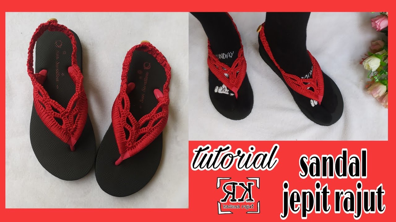 Tutorial Sandal Jepit Rajut Wanita || Crochet Flip Flops Tutorial - YouTube