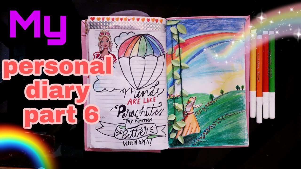 My personal diary part 6/ How to decorate our diary/ Beautiful painting ...
