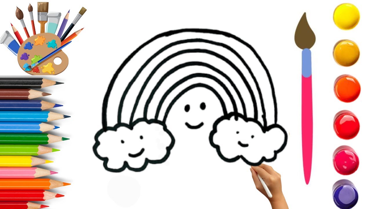 How To Draw Cute Rainbow | rainbow drawing easy | rainbow drawing ...