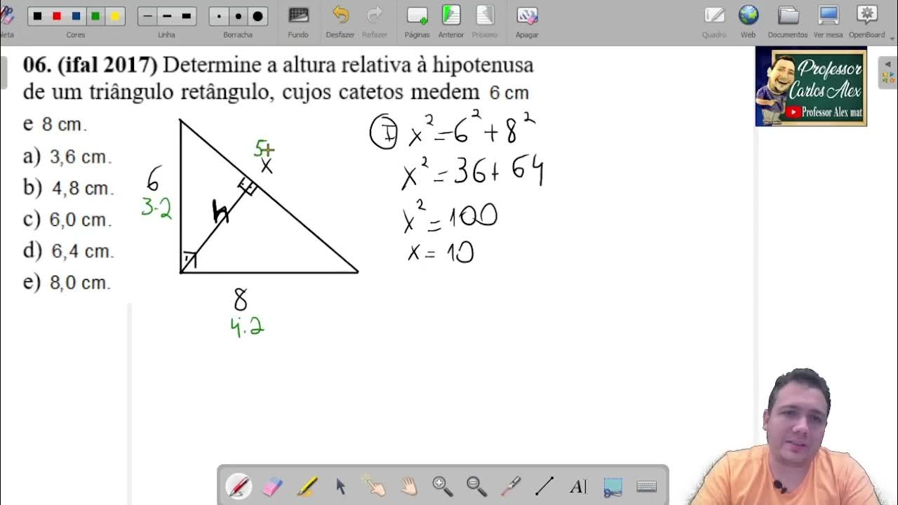 (ifal 2017) Determine a altura relativa à hipotenusa de um triângulo ...