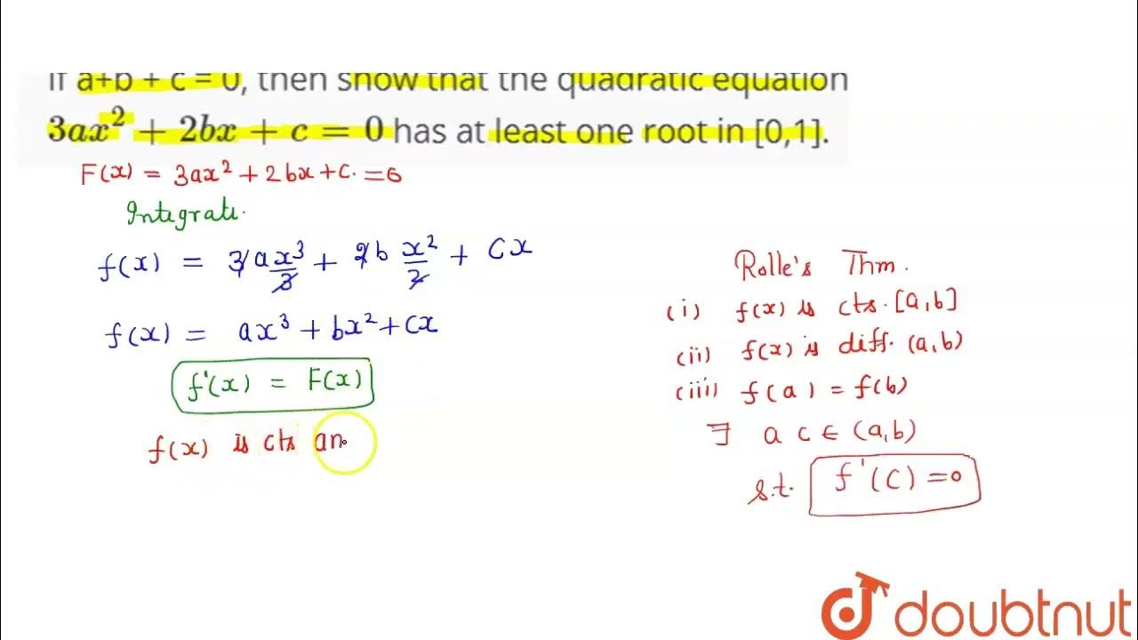If a+b + c = 0, then show that the quadratic equation 3ax^(2) + 2bx +c ...