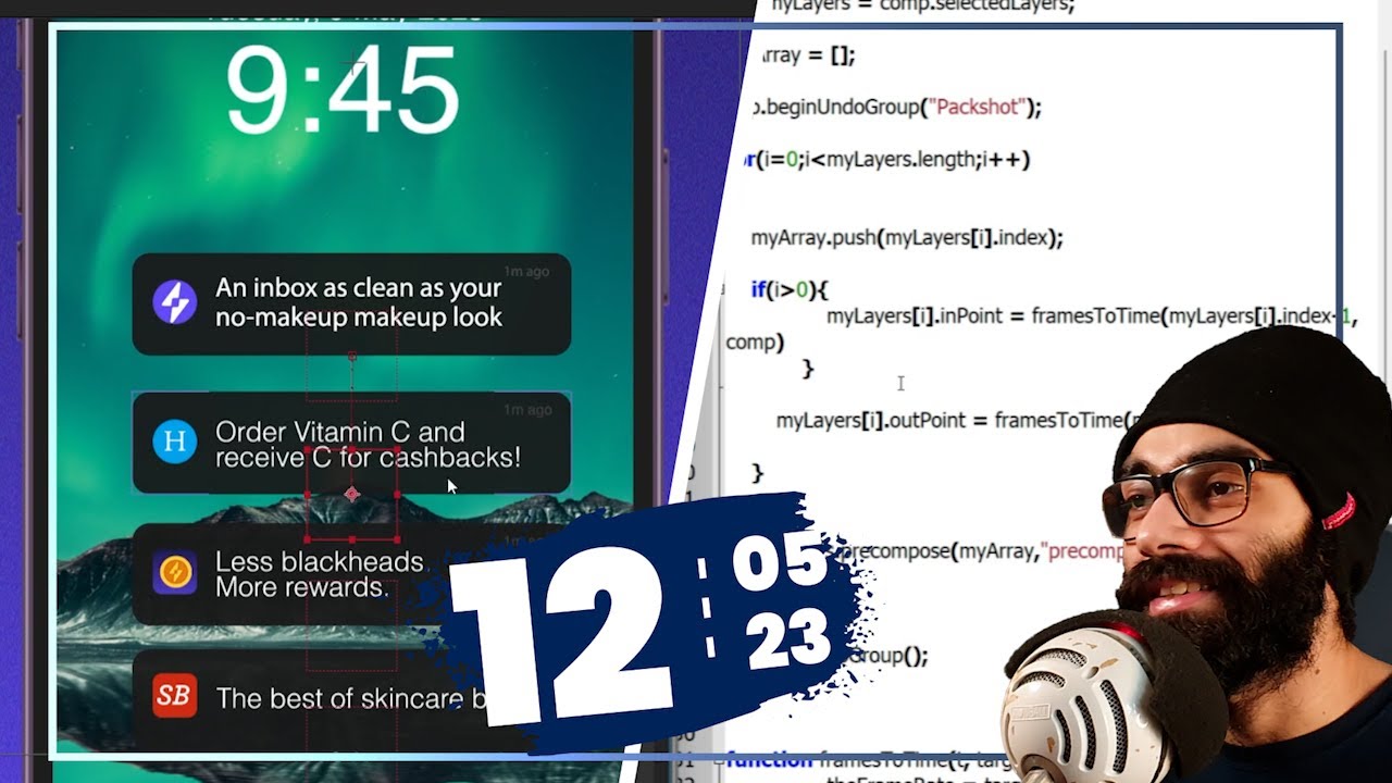 Notifications popping After Effects | Packshot replace Script progress ...