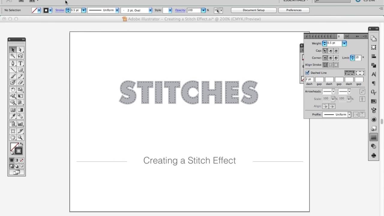 Adobe Illustrator Creating A Stitch Effect YouTube Adobe Illustrator Creating A Stitch Effect YouTube