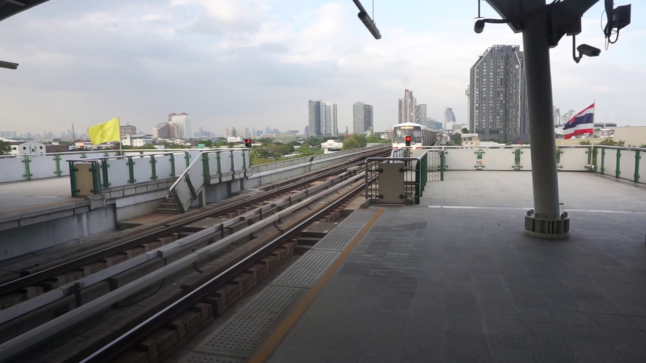 BTS Sukhumvit Line EMU-A1 Set 06 arriving at Bearing - YouTube