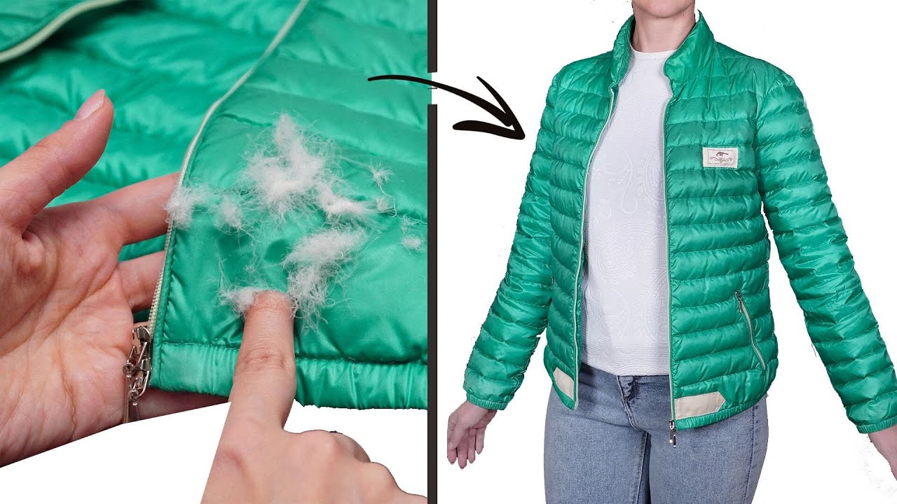 A clever tip how to sew the hole on the down jacket easily! - YouTube