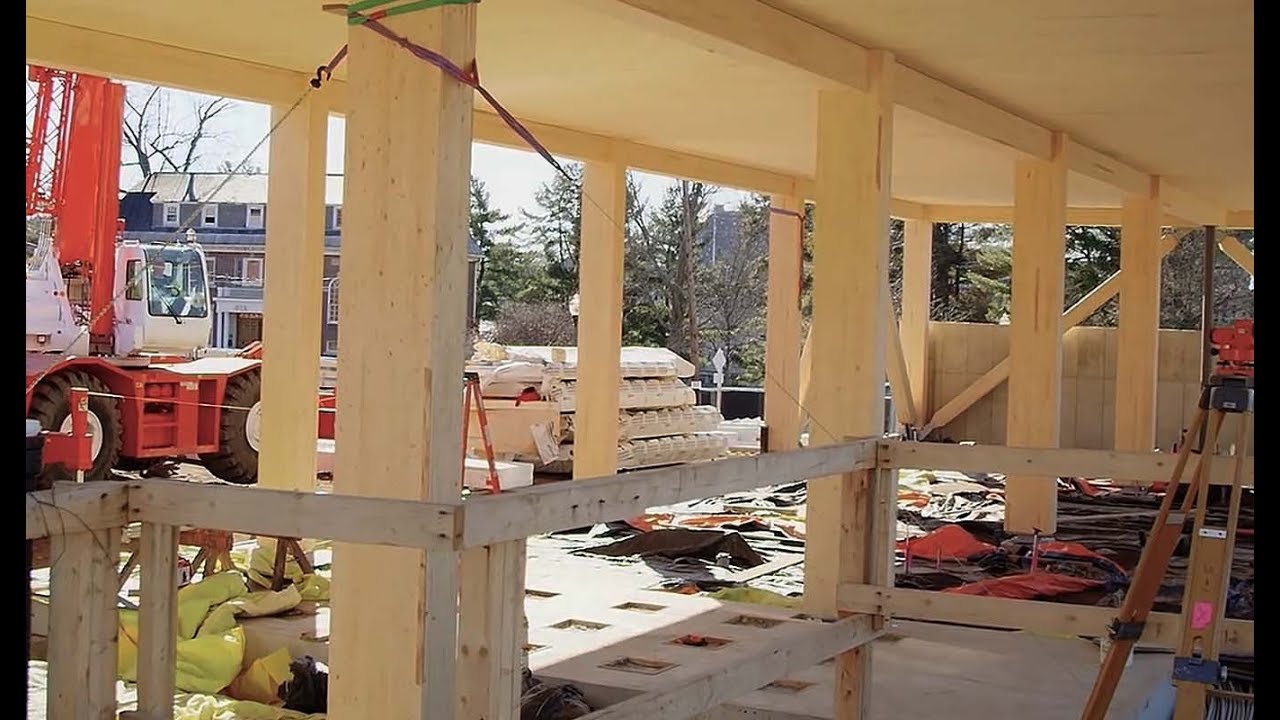 High-tech timber erected at UMass - YouTube