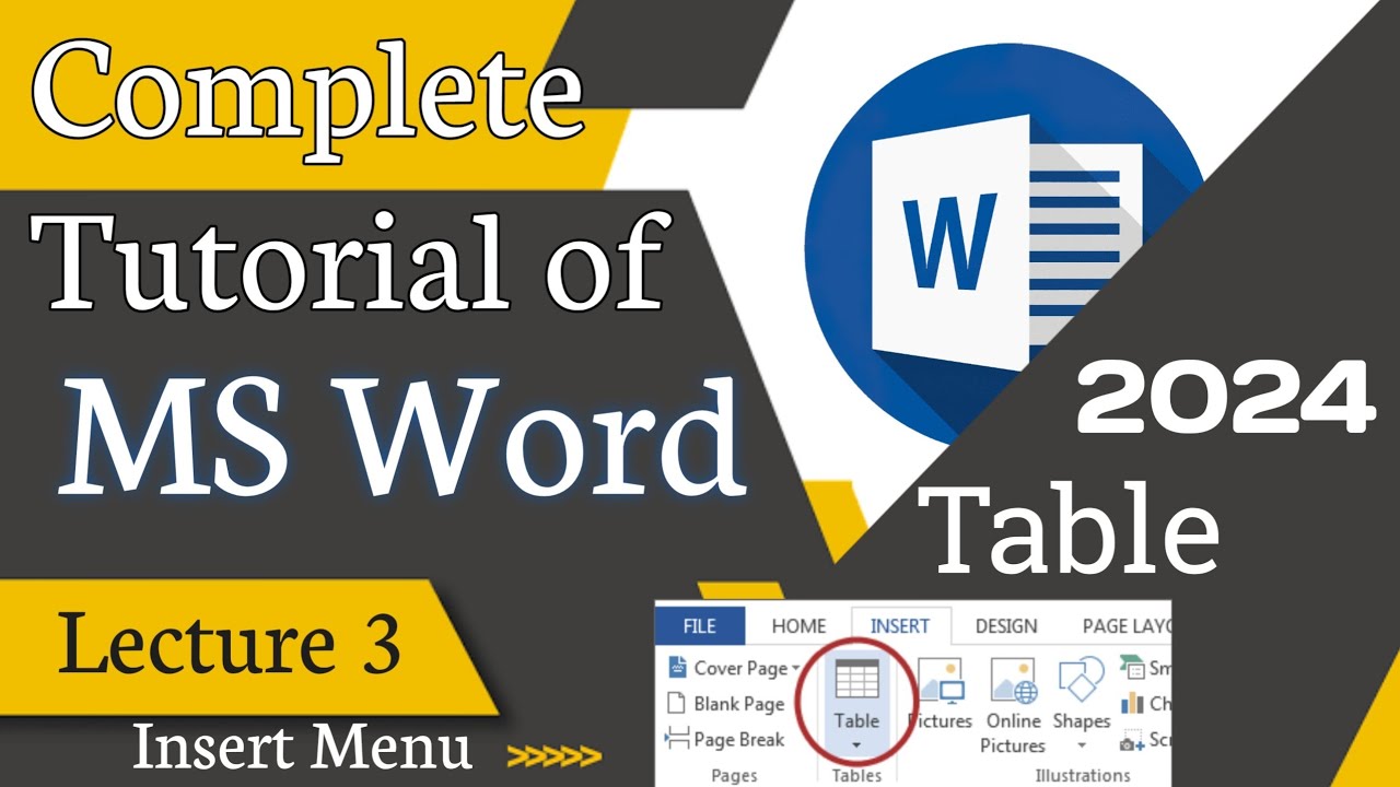 Table in MS Word Tutorial 2024 | Master in MS Word | Lecture 3 - YouTube