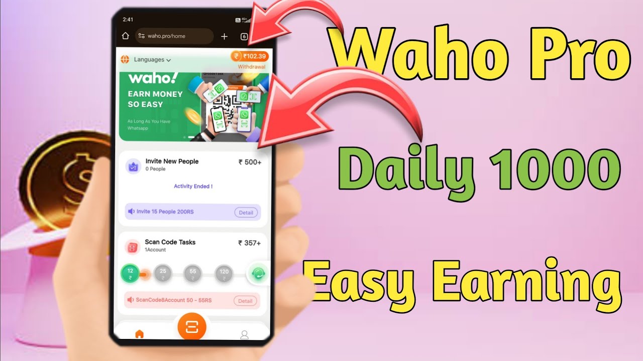 Waho pro app best earning ll Daily 1000 Earning Easily 😍🤑🔥 #airdrop # ...