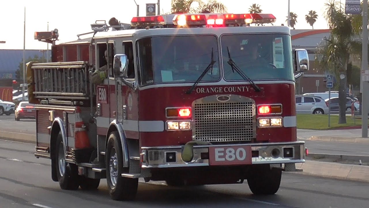 OCFA Engine 80 (Reserve) Responding - YouTube