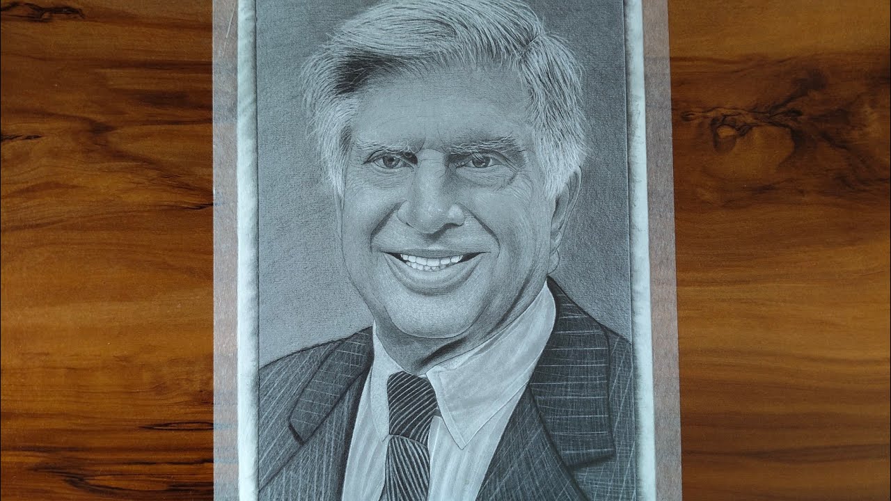 How to draw Ratan tata realistic sketch || graphite pencil drawing ...