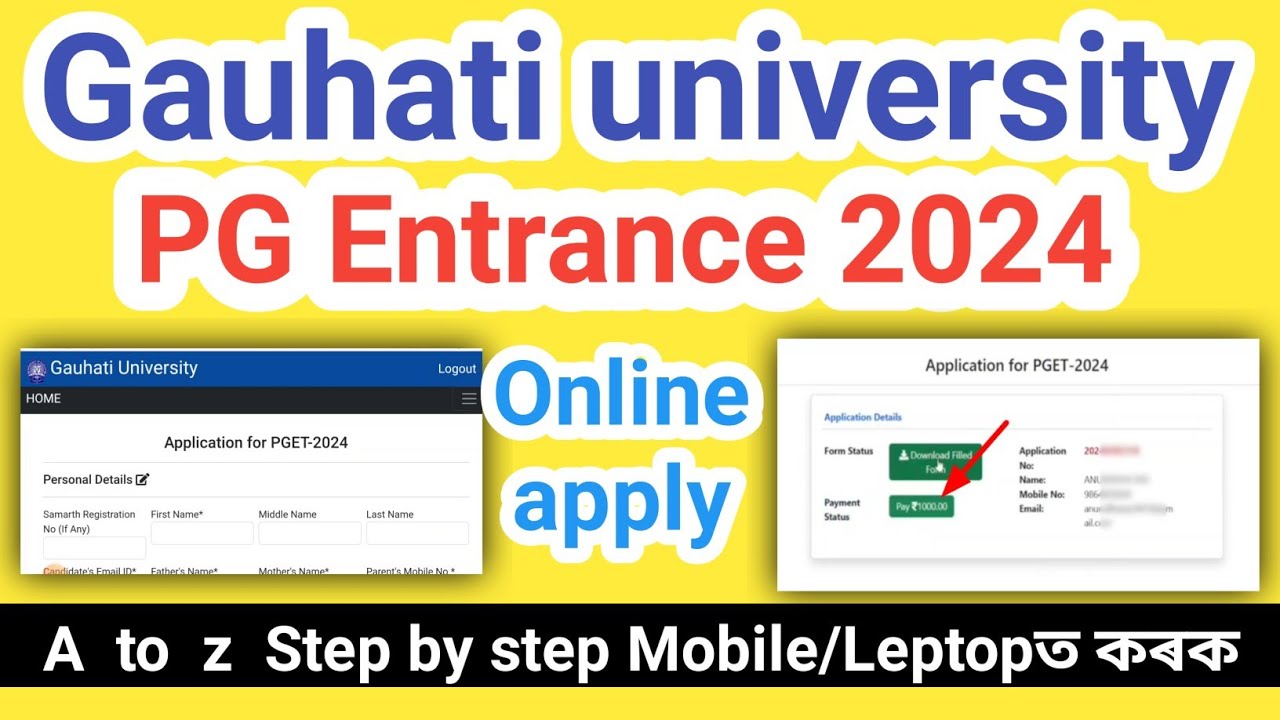 gu pg form fill up 2024 | gauhati university pg form fill up 2024 | Step by Step | - YouTube