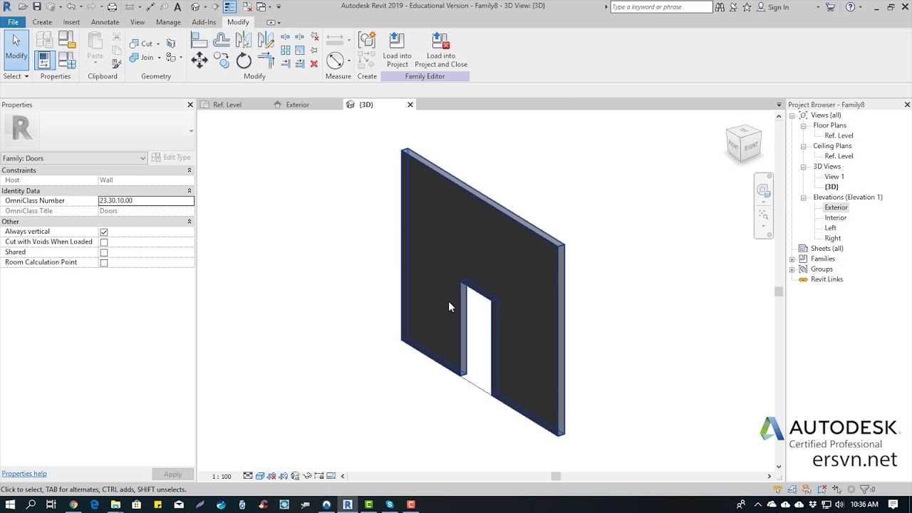 Family Revit | Bài 31: Tạo opening dựa trên mẫu family cửa đi - YouTube