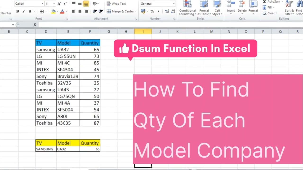 How to use Dsum in MS Excel - YouTube