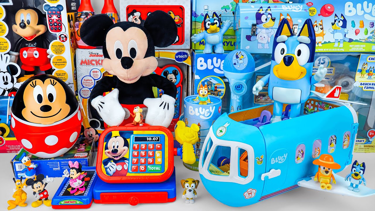 RED Toy VS BLUE Toy ASMR | Mickey Mouse & Bluey Collection Unboxing ...