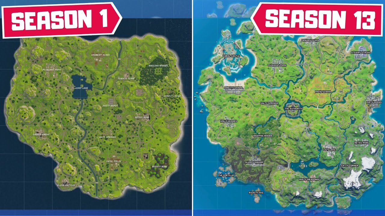 Evolution of The Entire Fortnite Map! (Season 1 - Season 13) - YouTube