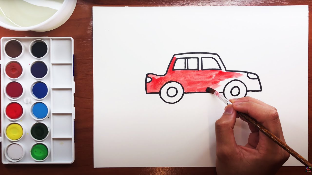 How To Draw & Color a Car | Watercolors | Step-By-Step [Full 4k] - YouTube