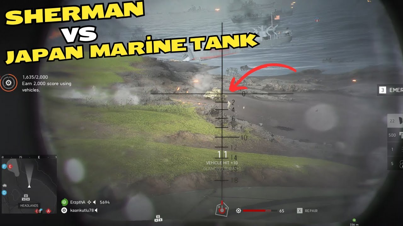BATTLEFİELD V SHERMAN VS JAPANESE MARİNE TANK - YouTube