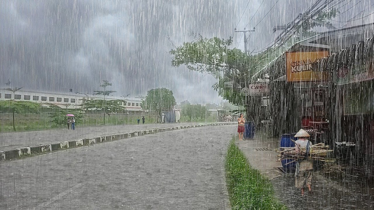 Super heavy rain and strong winds in my village | Sleep instantly with ...