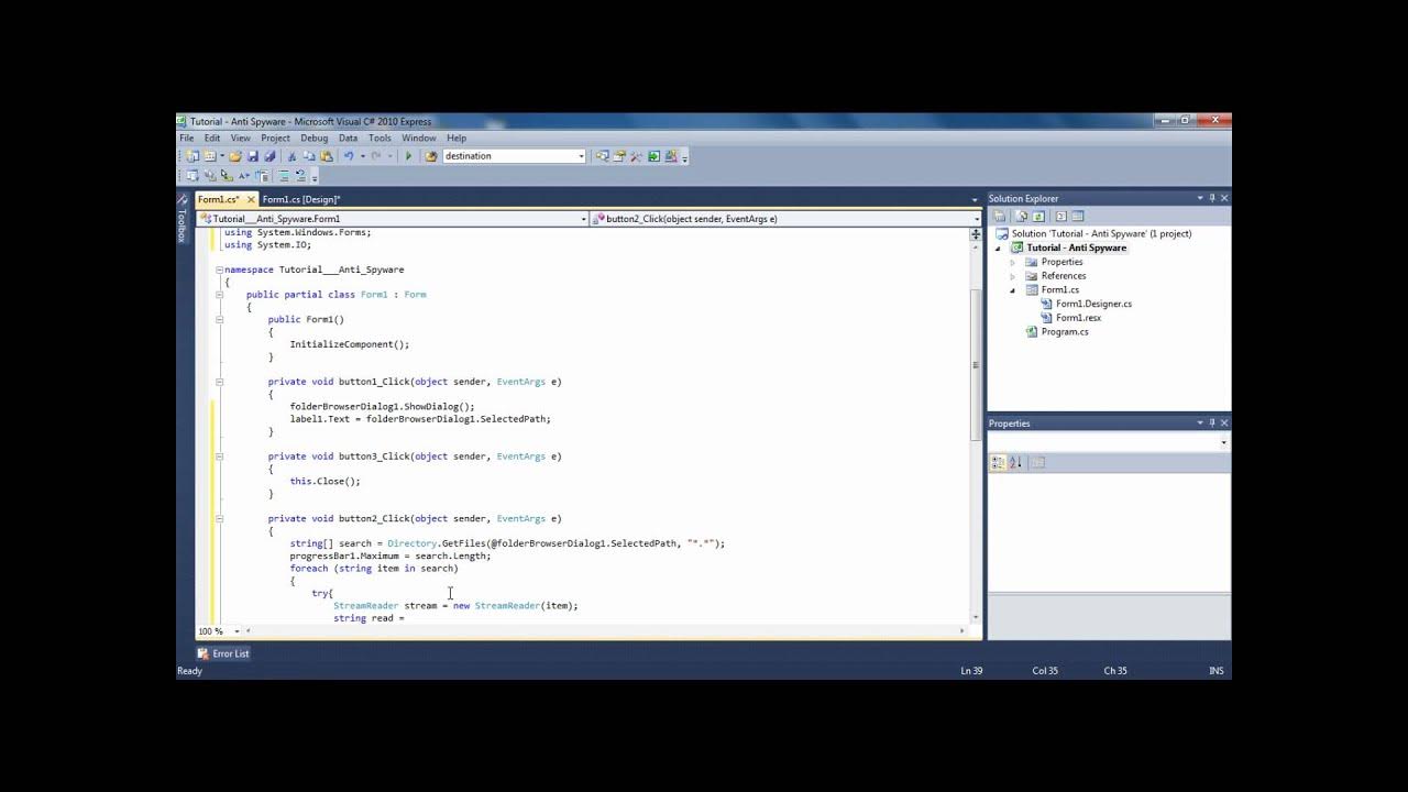 Visual C# Tutorial - Making a simple "Antivirus" program - YouTube